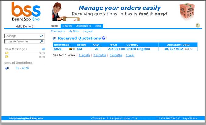 4. A BSS user receives the Quotation and sends an Order to a BS ...
